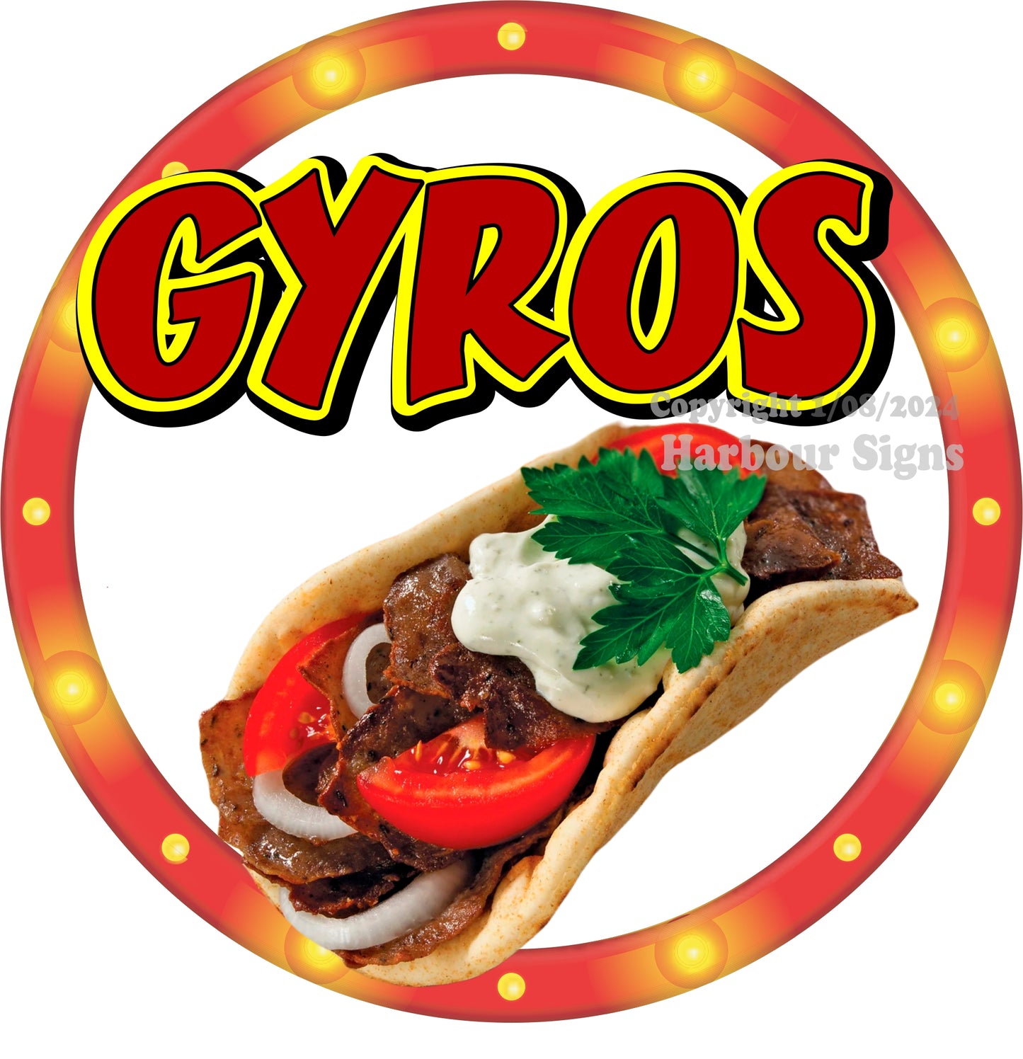Gyros Decal Food Truck Concession Vinyl Sticker C2 Harbour Signs Food